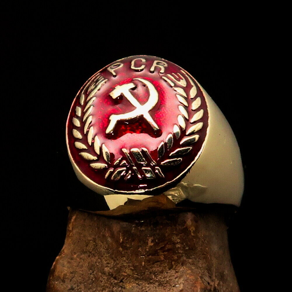 Stunning Men's Communist Party Ring PCR Hammer Sickle Crest Red - solid ...