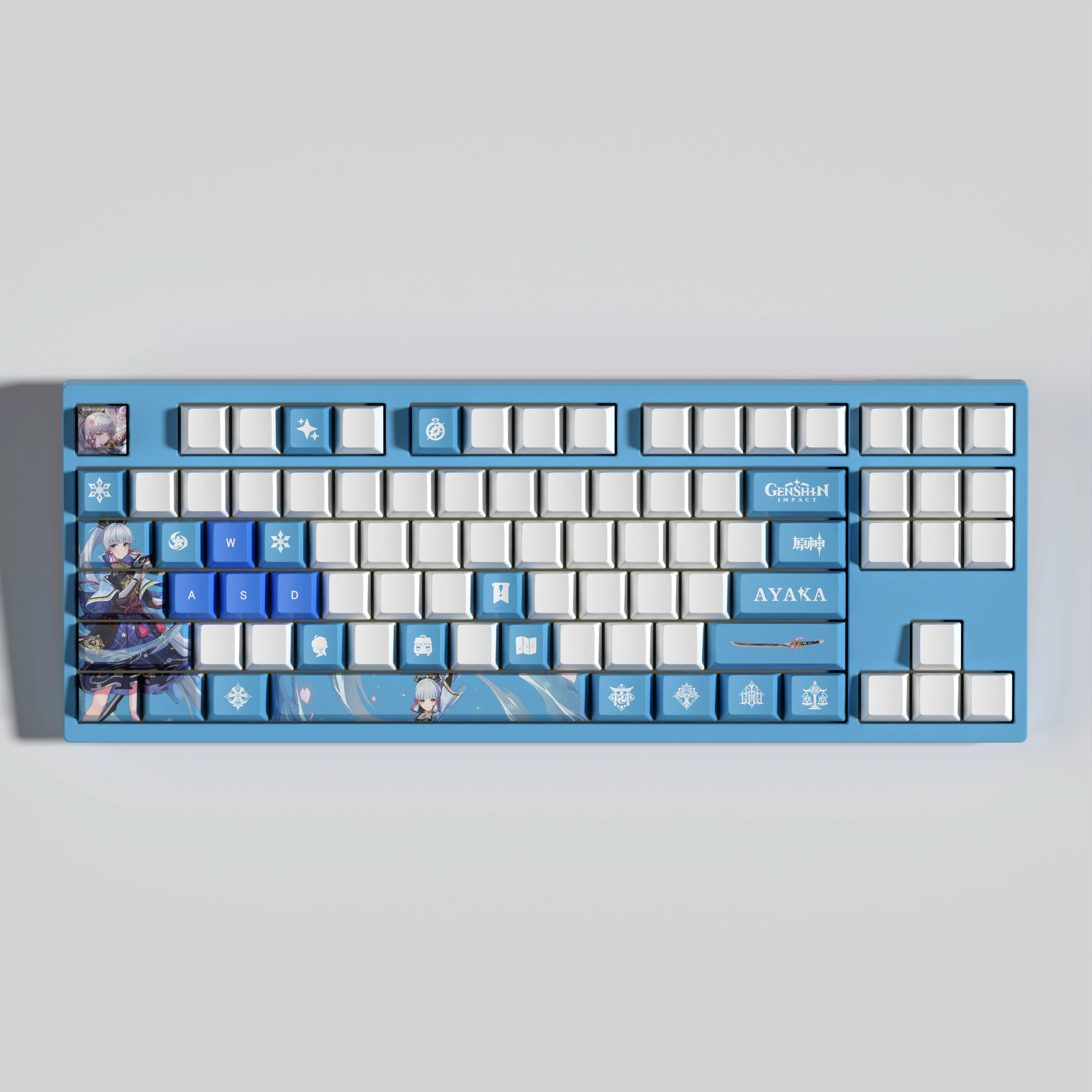 Genshin Impact Themed Keycaps Kamisato Ayaka PBT heat-sublimation ...