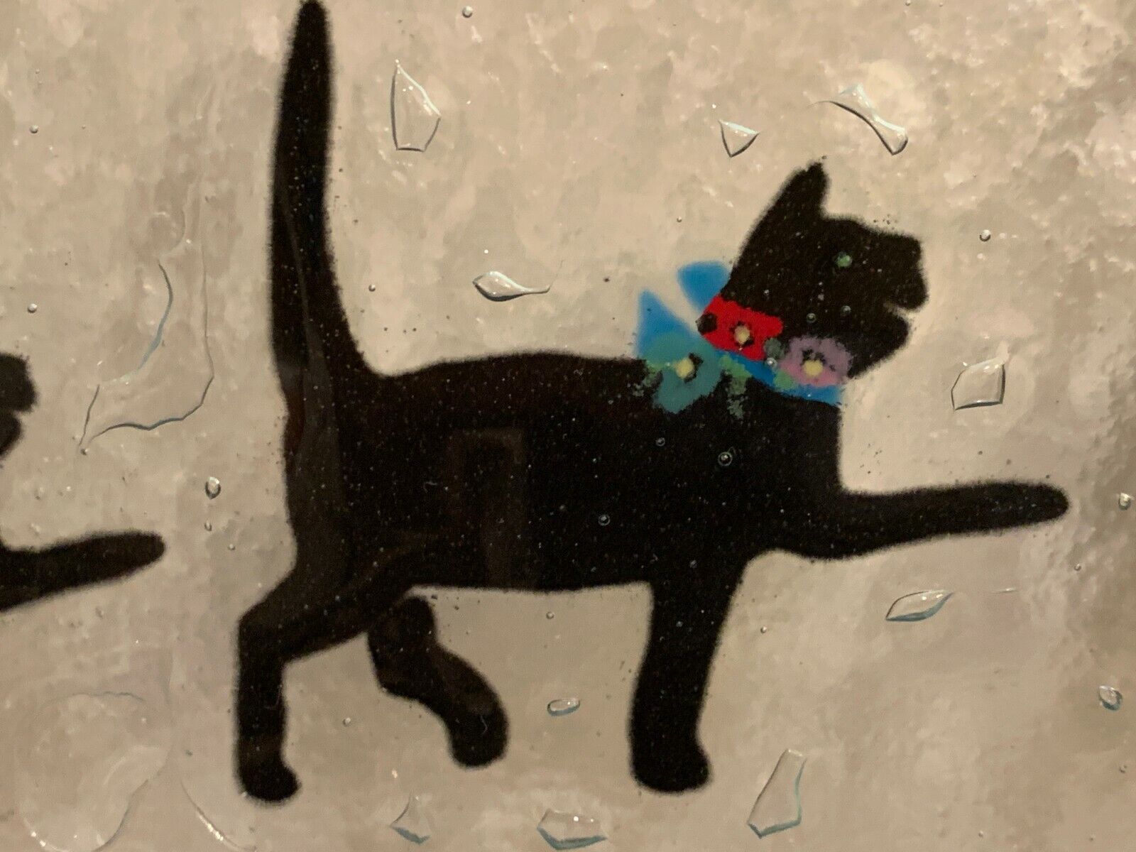 Fused Studio Art Glass Cats Plate Signed by Artist Provost - Plates