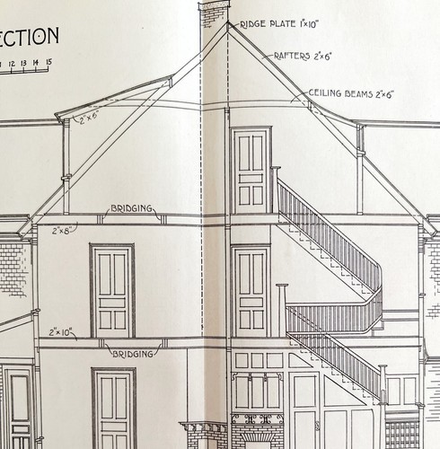 House Transverse Section Architectural Drawing 1900 Victorian Print ...
