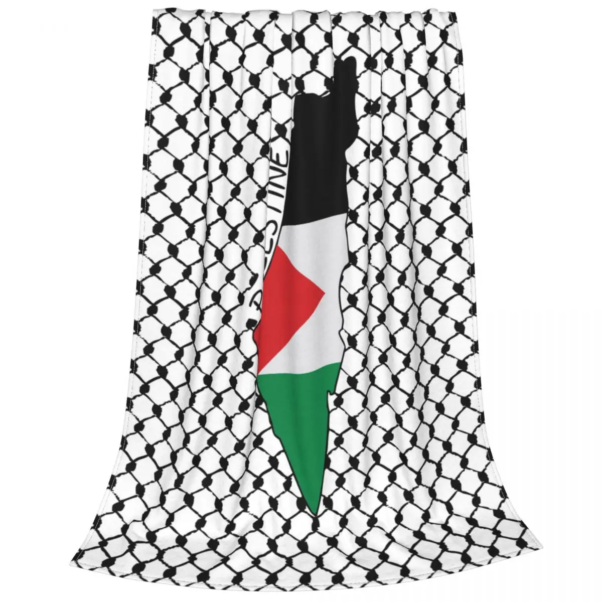 Palestine Map Palestinian Kufiya Hatta Blankets Coral Fleece Plush ...