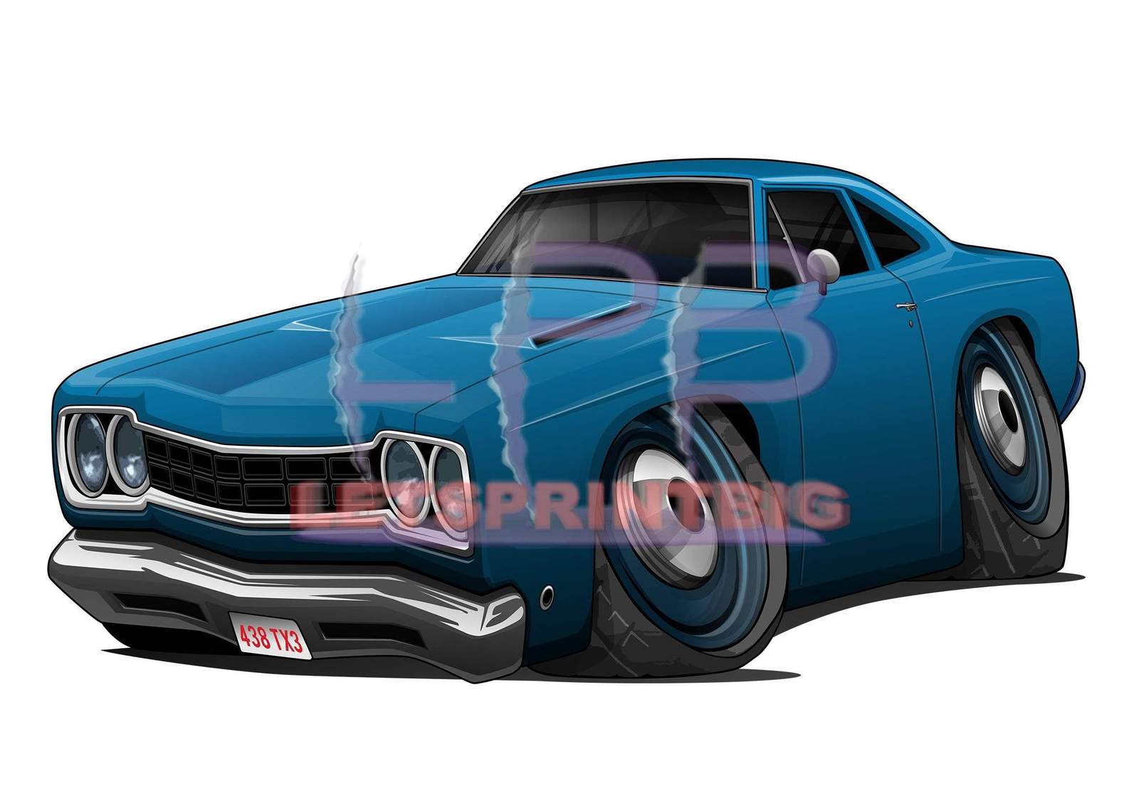 1968 Blue Plymouth Roadrunner Car Art Wall Decal - Decals, Stickers ...