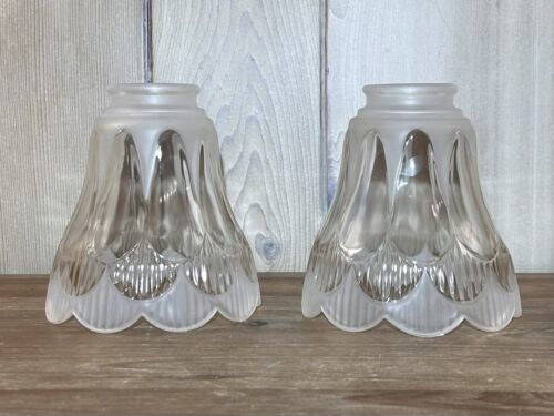 2 ~ Frosted Clear Glass Sconce Lamp Shade Scallop Edge Replacement ...