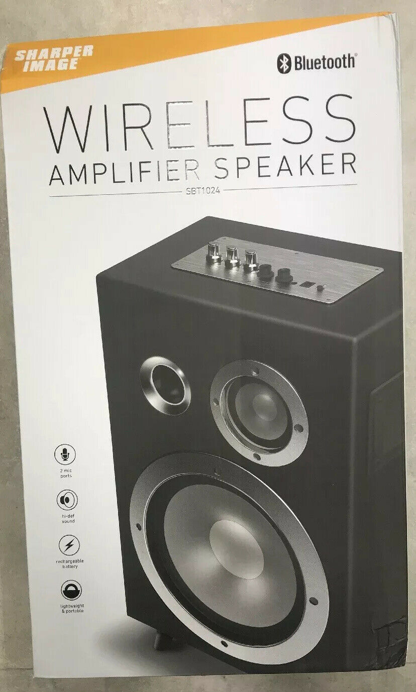 Sharper Image Wireless Amplifier Speaker Bluetooth 2 Mic Port SBT1024 ...