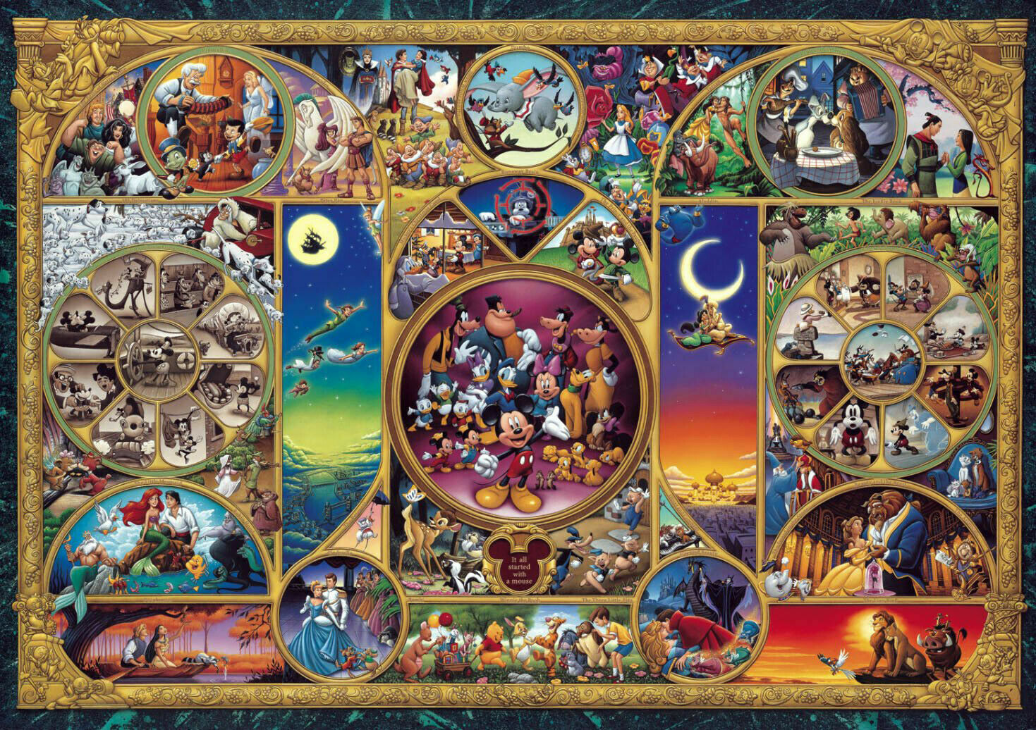 DISNEY COMPLETE COLLECTION ALL CHARACTERS MICKEY ceramic tile mural ...