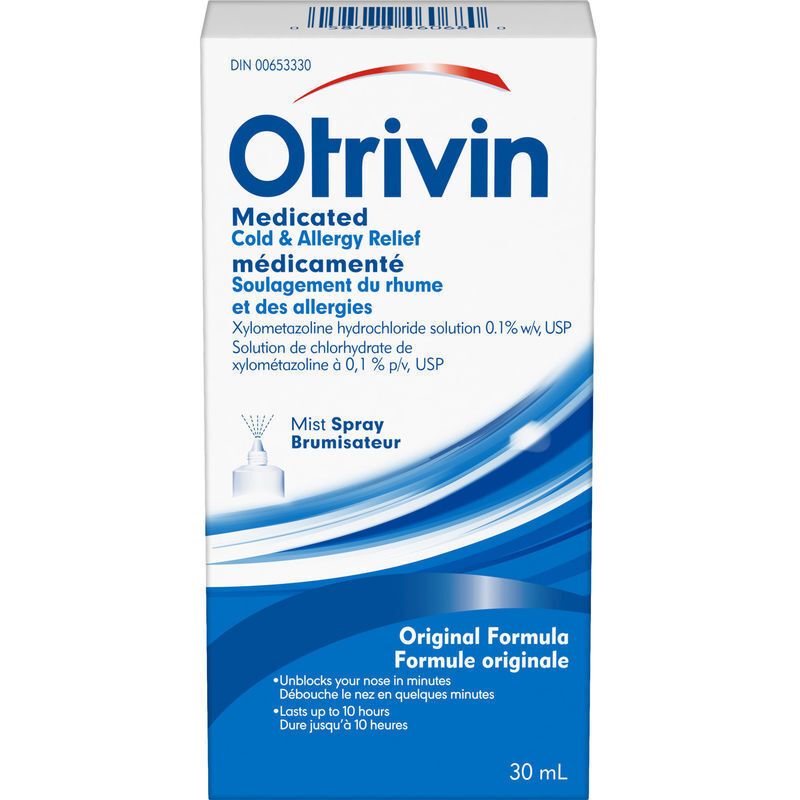 Otrivin Medicated Cold & Allergy Relief Nasal Decongestant Original ...