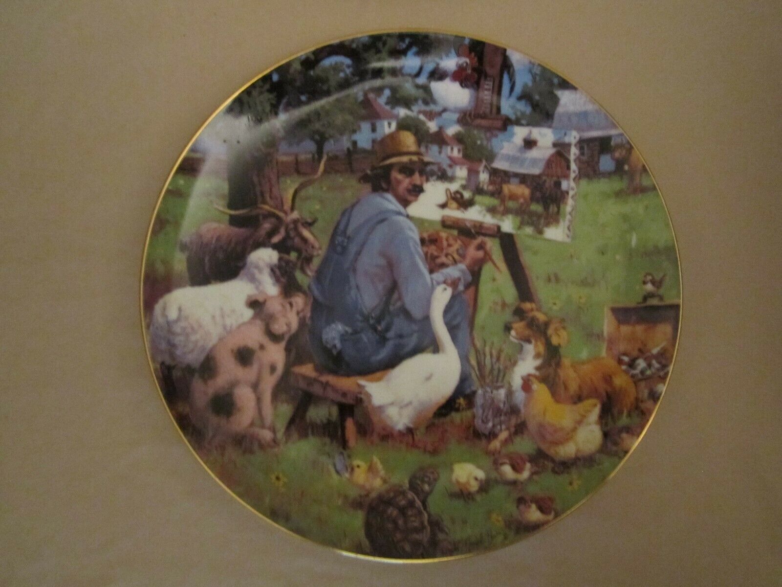 LOWELL DAVIS collector plate THE CRITICS Farm animals goat pig sheep ...