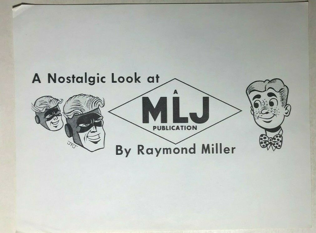 MLJ COMICS Ray Miller 8" x 10" logo plain paper copy by fanzine artist ...