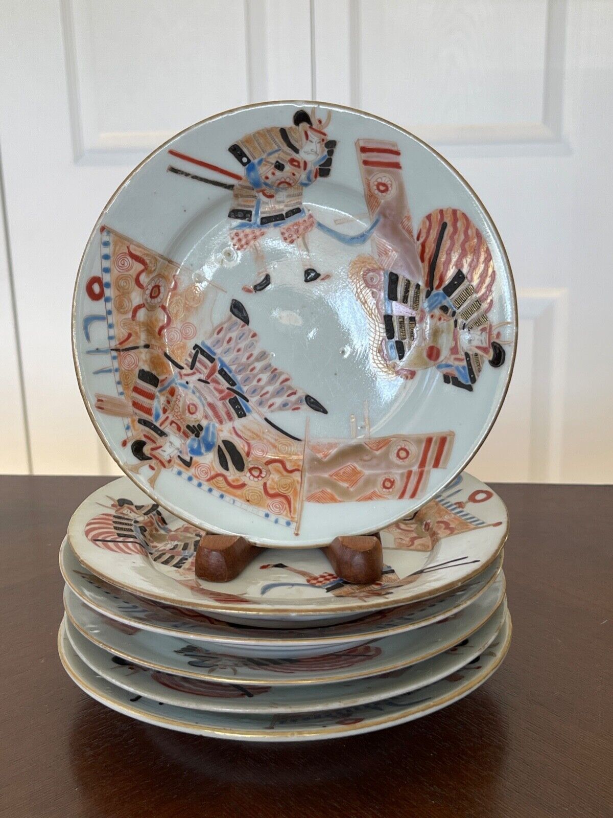 Antique Japanese Hichozan Fukagawa Meiji Period 6 Samurai Warrior Imari ...