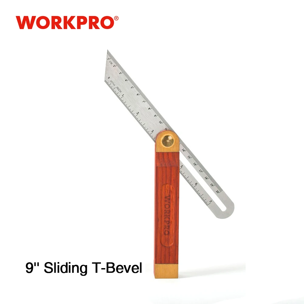 WORKPRO 2 in 1 Angle Rulers Gauges 8" Tri Square 9" Sliding T-Bevel ...