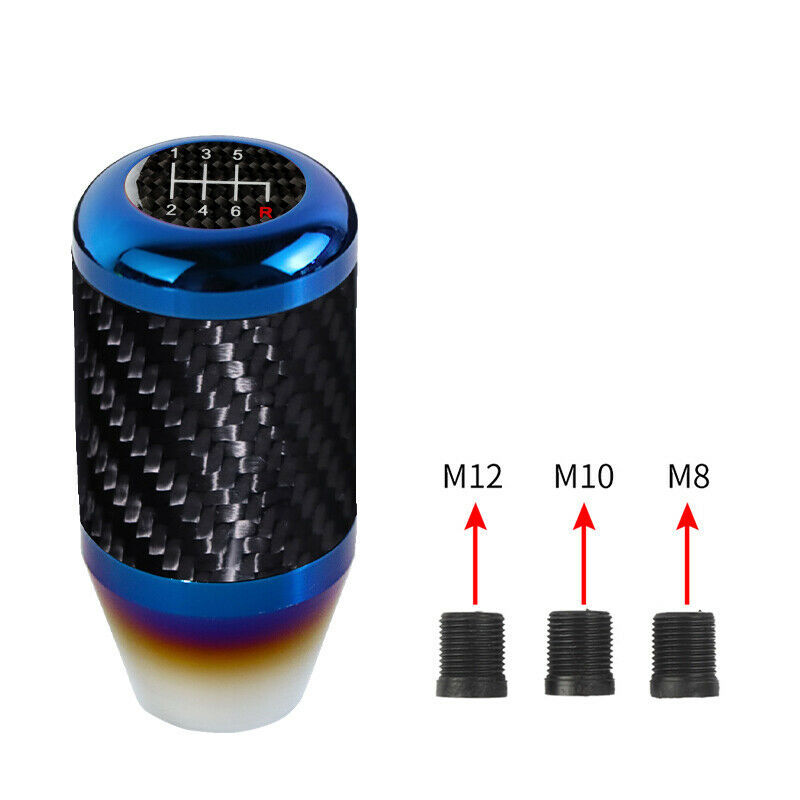 For 6 Speed Manual Car Gear Stick Carbon Fiber / Burnt Blue Shift Knob ...