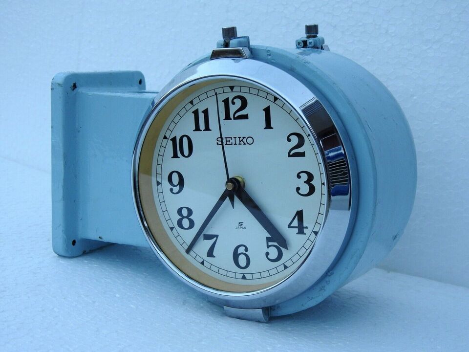 Vintage Maritime Double Side Slave Clock Navigation Ship Seiko Quartz Japan Dual - Wall Clocks