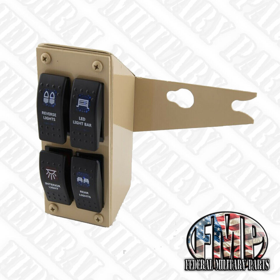 Humvee 4-GANG Lighted Military Fauve Rocker Switch Panel with 24V M998 ...