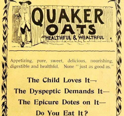 Quaker Oats Health Wealth 1894 Advertisement Victorian Hot Cereal ...