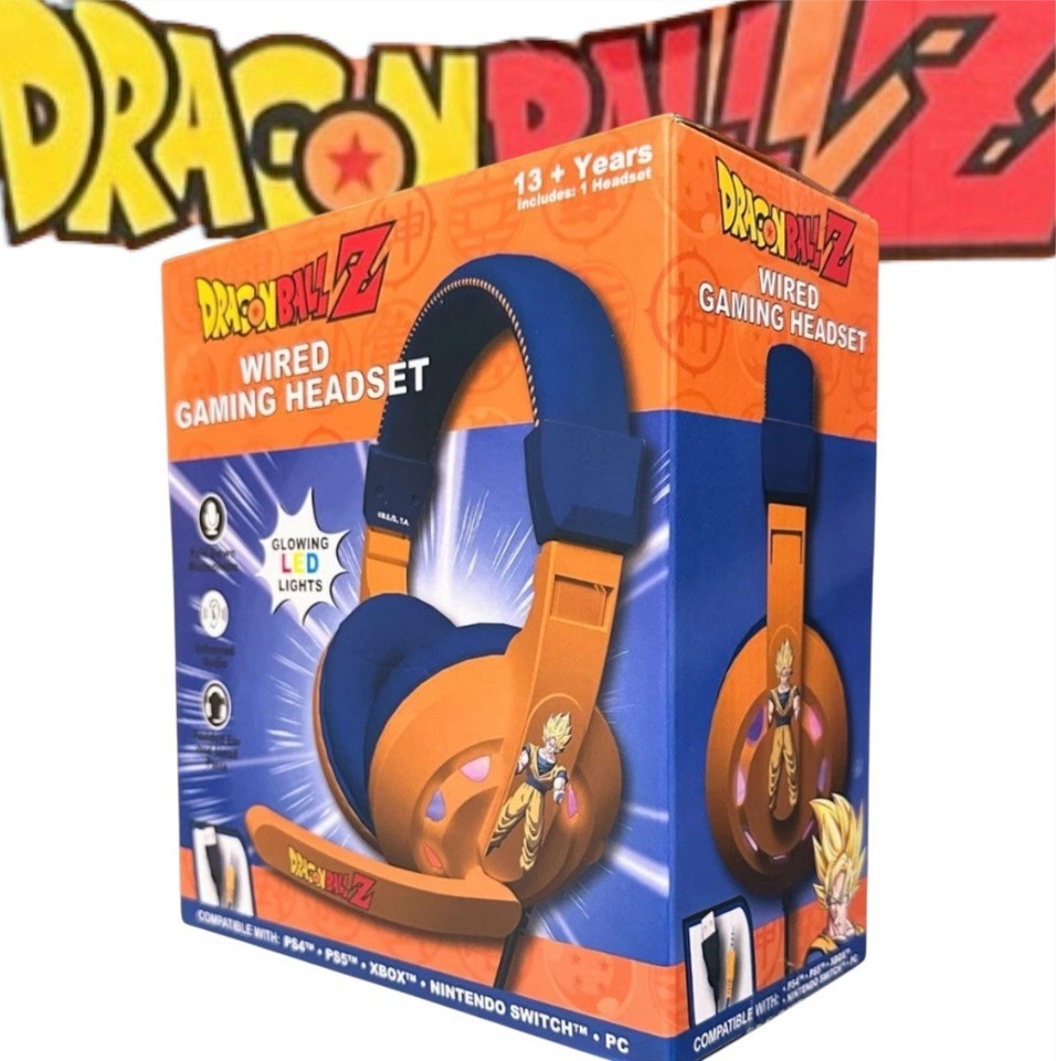 Dragon Ball Z Goku Wired Gaming Headset Headphones LED Lights ...