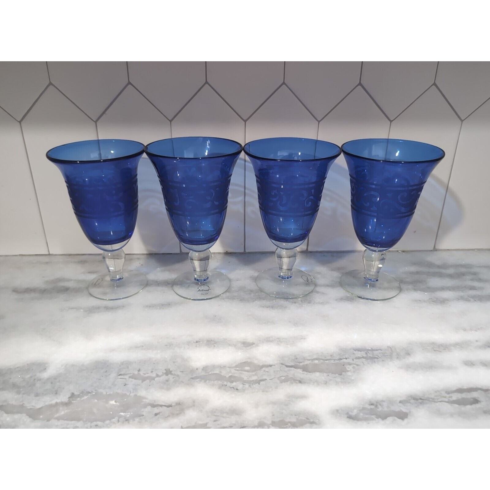 Artland Renaissance Cobalt Blue Iced Tea Glasses, Slate Glass Set of 4 ...