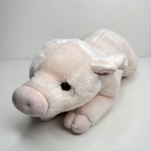Aurora Miyoni Pink Pig Plush Laying Realistic Stuffed Farm Animal Piggy ...