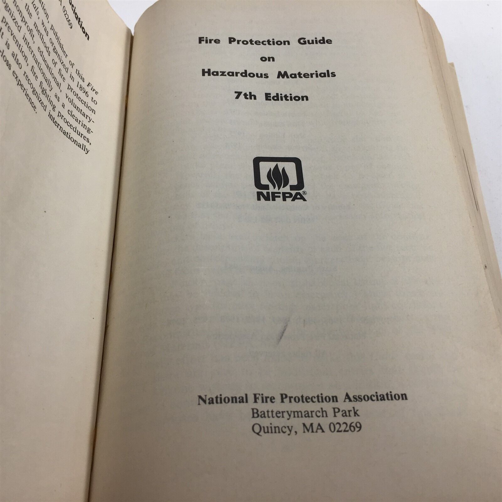 Fire Protection Guide on Hazardous Materials 7th Edition NFPA 1978 ...