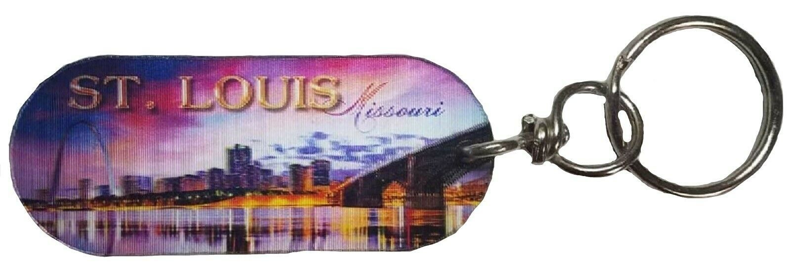 St Louis Missouri Oval Double Sided 3D Key Chain - Nevada