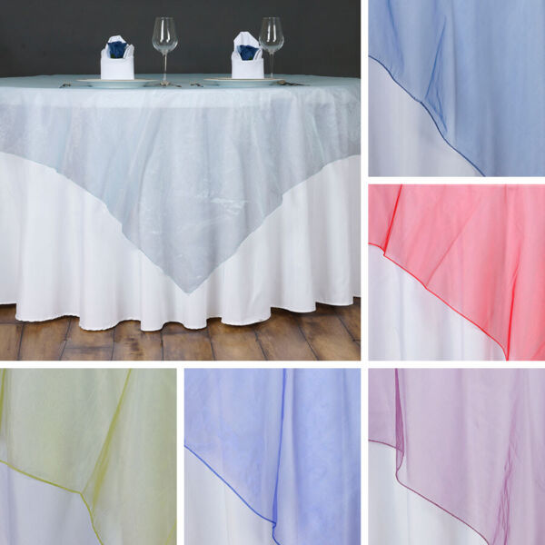 10 Sheer Organza 60X60"" Square Table Overlays Toppers Wedding Party ...
