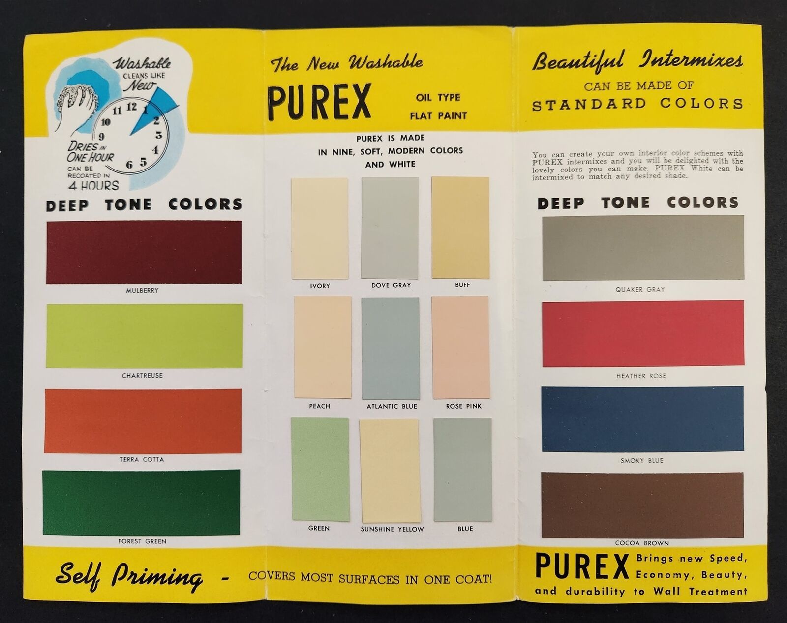 vintage PUREX COAT PAINT SAMPLE BROCHURE the new oil type flat wall ...