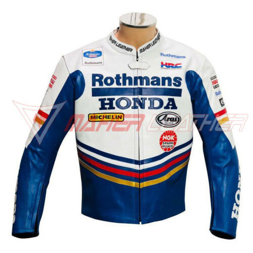 Honda Rothmans Motorbike Leather Jacket Motorcycle Racing Jackets - Men ...