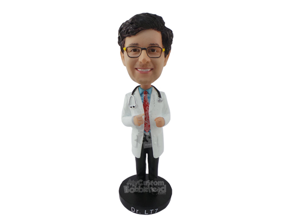 Custom Bobblehead Doctor Wearing A Medical Lab Coat And Stethoscope ...