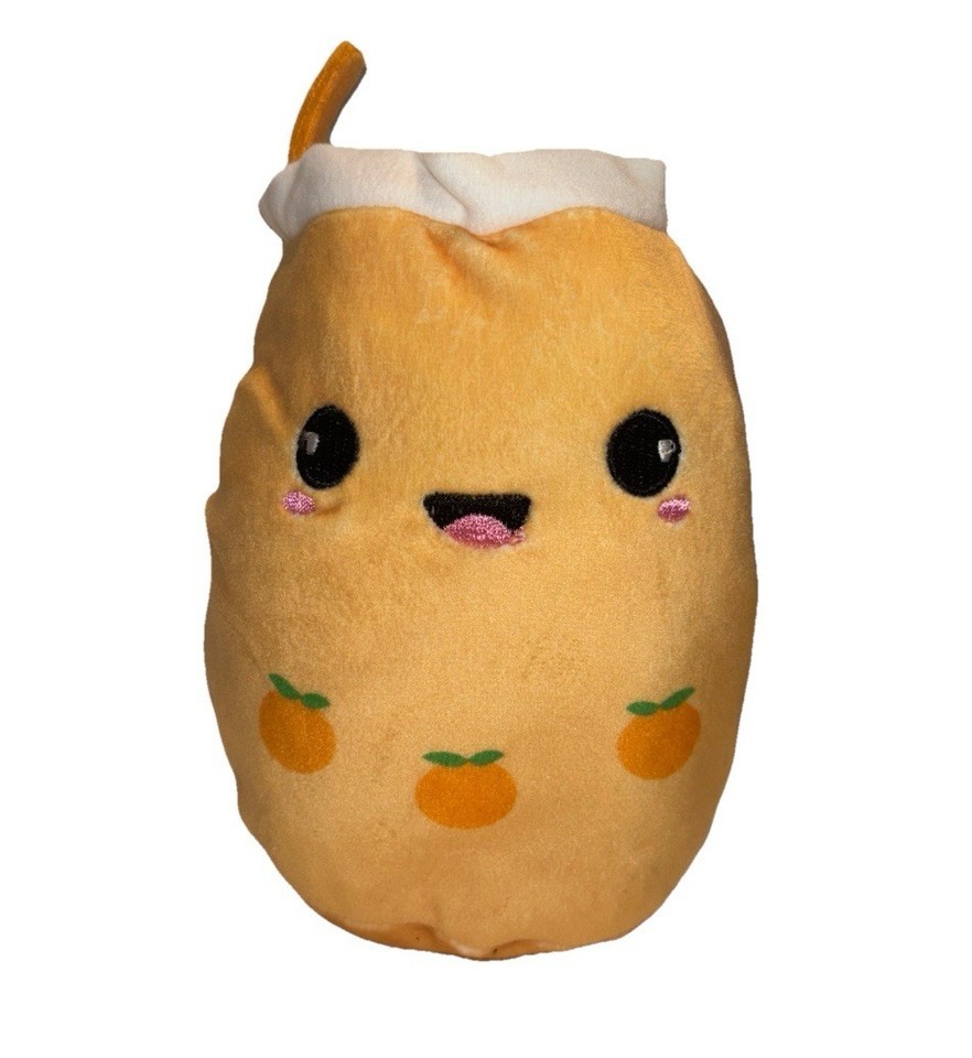 9" Fuzzy Friends Squish Boba Orange/Mango Milk Tea Cup Plush (SHIPS IN ...