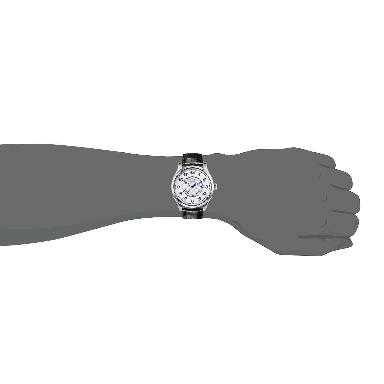 COMTEX Men's Watch Stainless Case with Simple Leather Strap Large ...