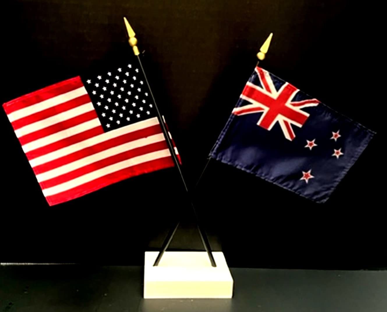 Made in USA. 1 American and 1 New Zealand Miniature Rayon 4"x6" Office ...