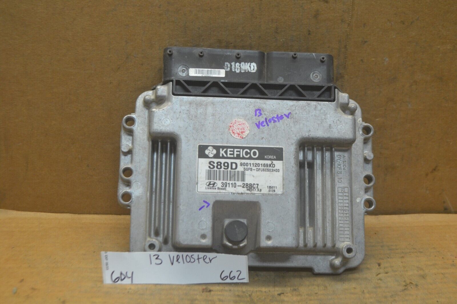 13-14 Hyundai Veloster Engine Control Unit ECU 391102BBC7 Module 662 ...