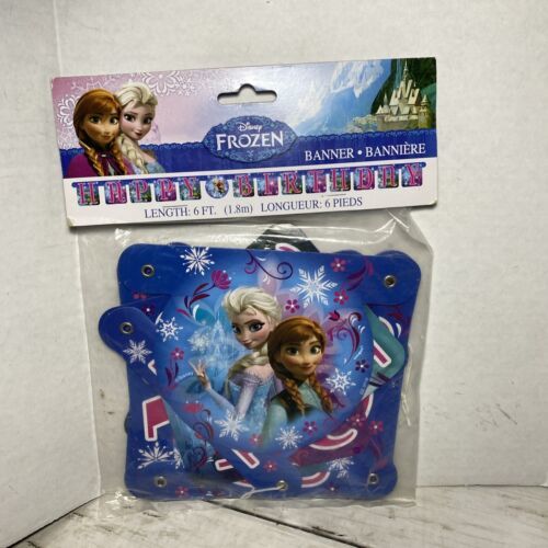 Elsa & Anna Frozen Happy Birthday Banner Disney 6ft Long New - Banners ...