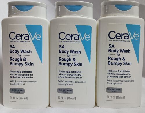3 Cerave SA Body Wash for Rough Bumpy Skin Soothing Formula 10 oz Each ...