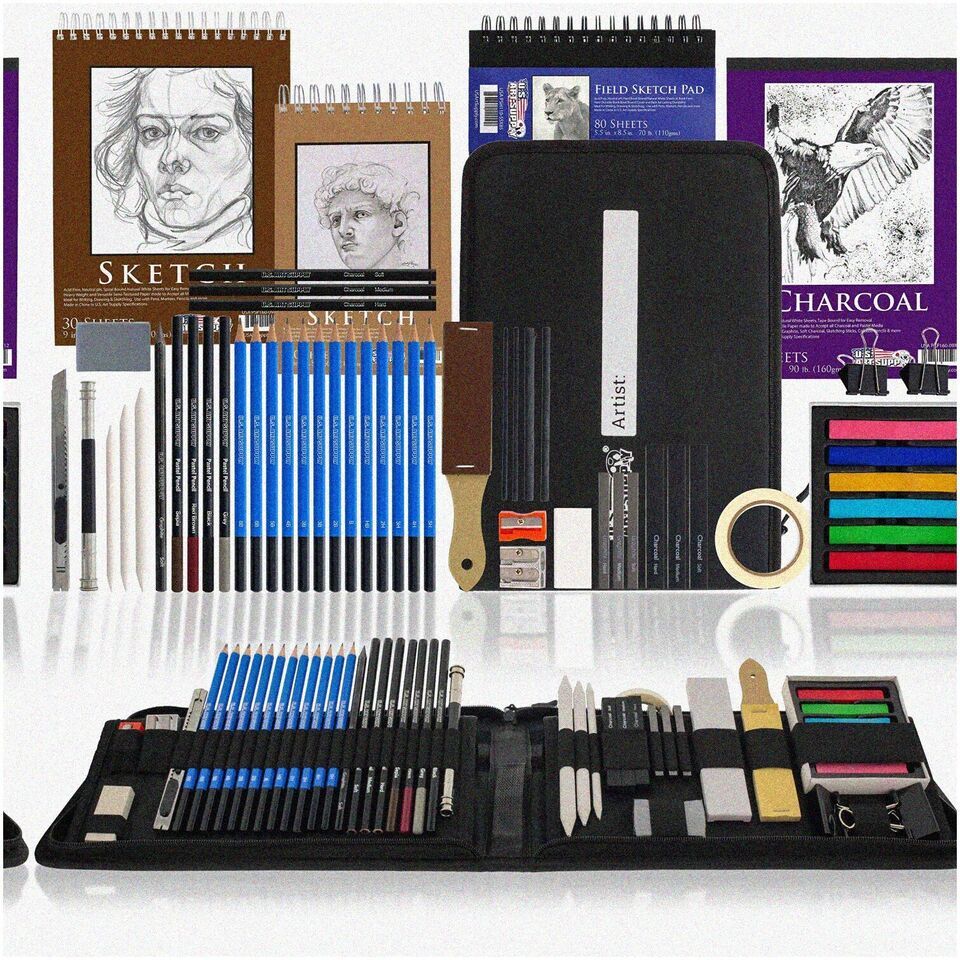 Artistic Masterpiece Set: 54-Piece Sketching Kit with Sketc - Fabric