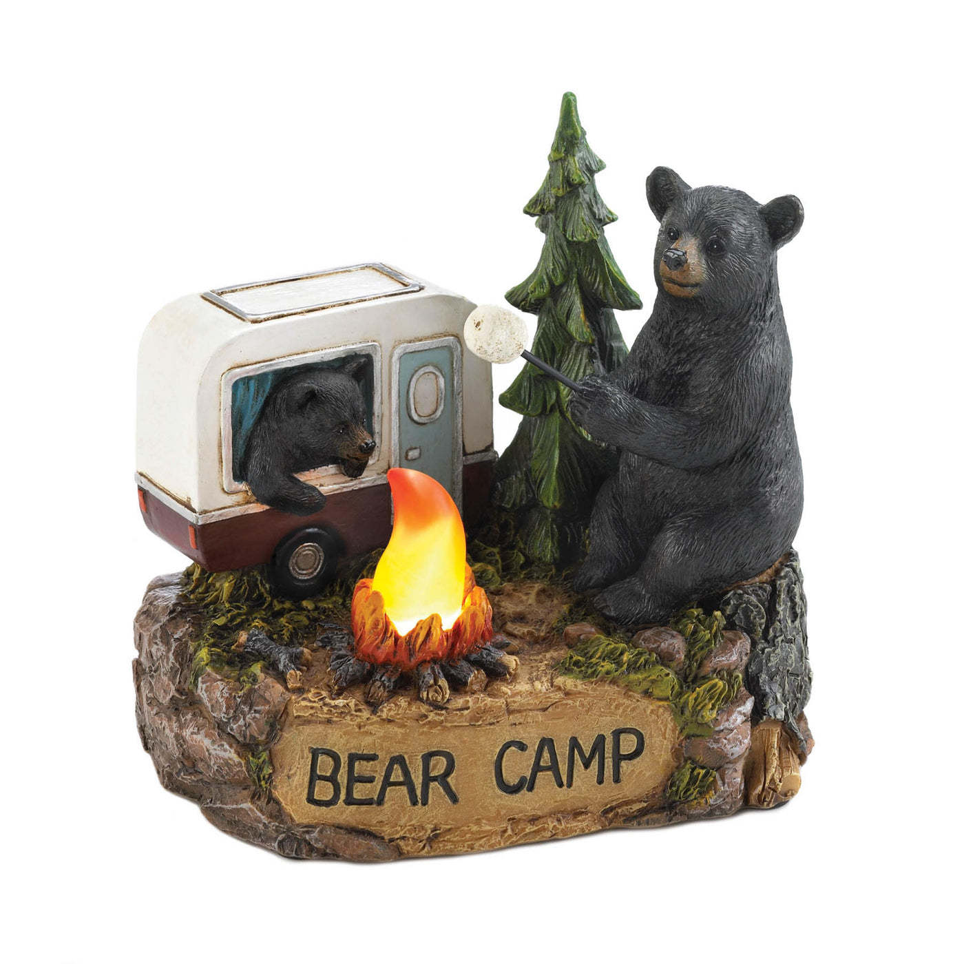 CAMPING BEAR FAMILY LIGHT UP FIGURINE - Landscape & Walkway Lights
