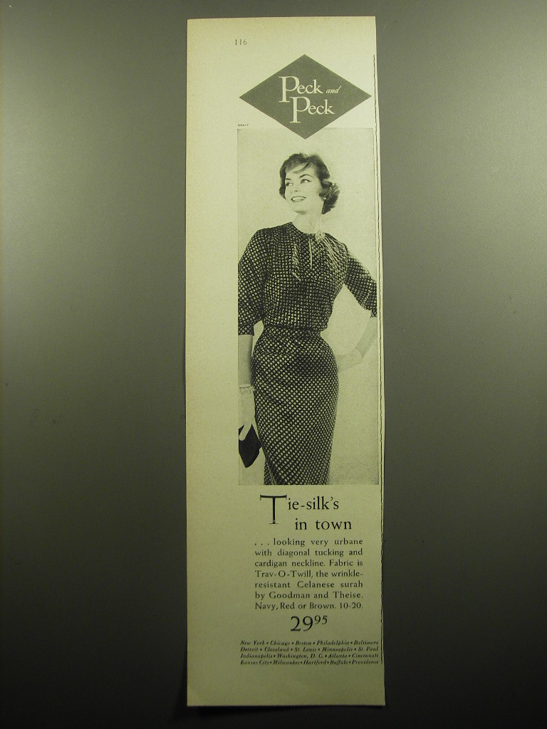 1958 Peck and Peck Advertisement - Dress by Goodman and Theise - 1980-89