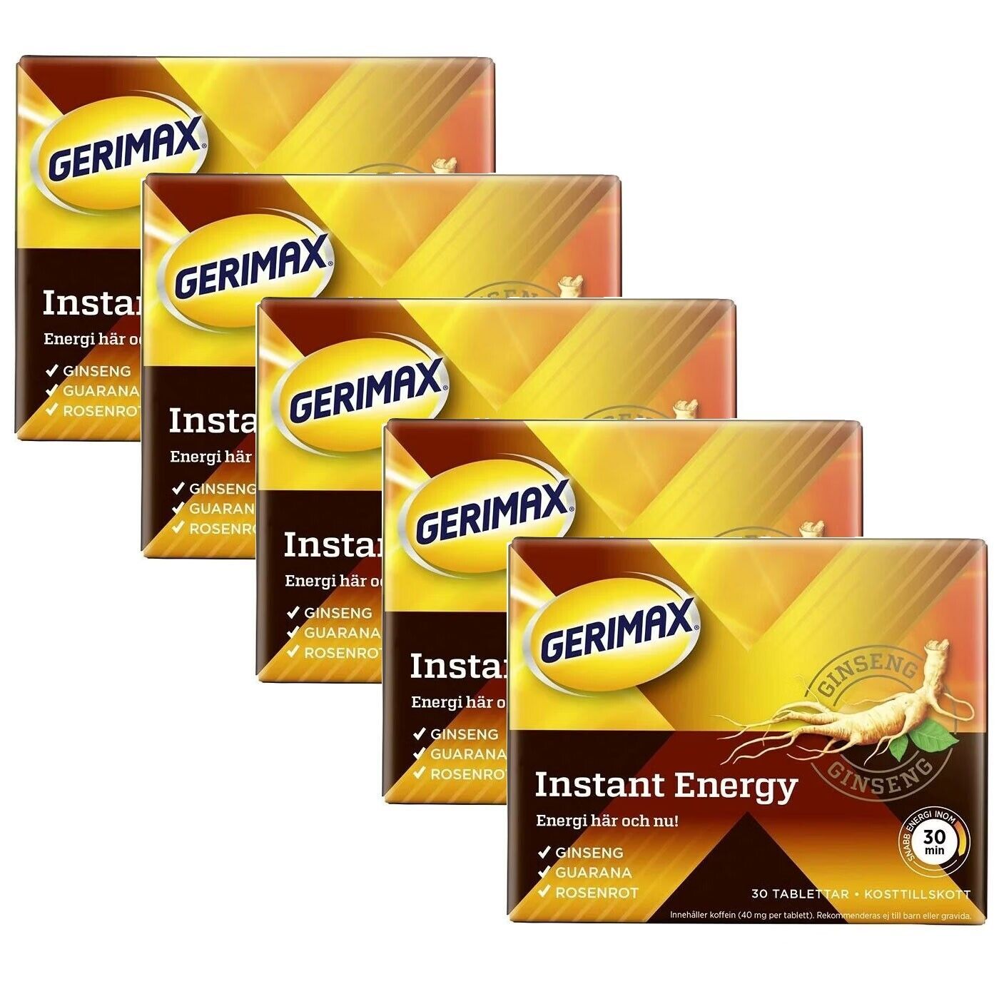 Gerimax Instant Energy - 5 boxes, 30 capsules each - Energy Bars, Shakes & Drinks