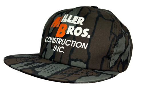 Vintage Miller Brothers Construction Hat Cap Snap Back Camo Made in USA ...