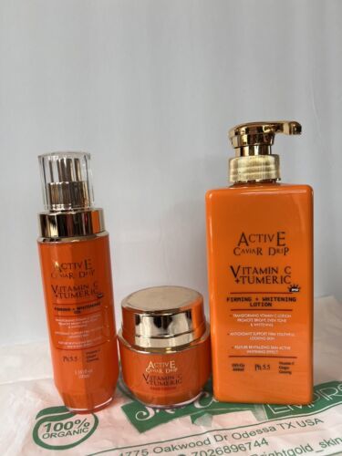 Active Caviar Drip Vitamin C + Turmeric Lotion +serum And Face Cream 3 ...