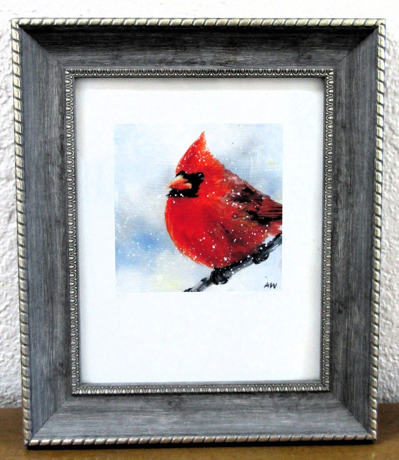 Alyna Water Numbered Print of a Male Red Cardinal - Art Prints
