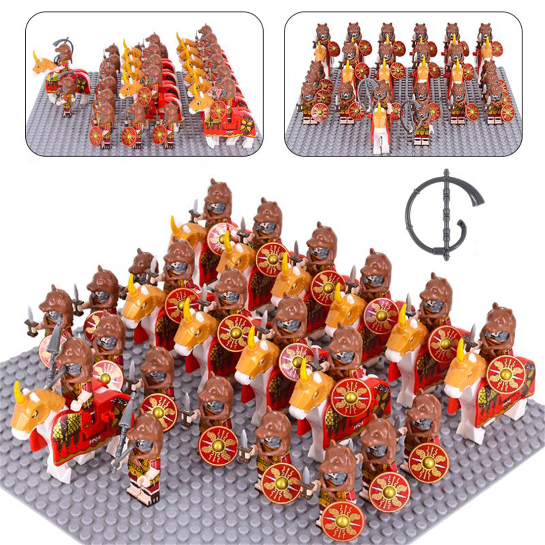 33pcs Roman Bear Head Cavalry and Infantry Minifigures with Horses ...