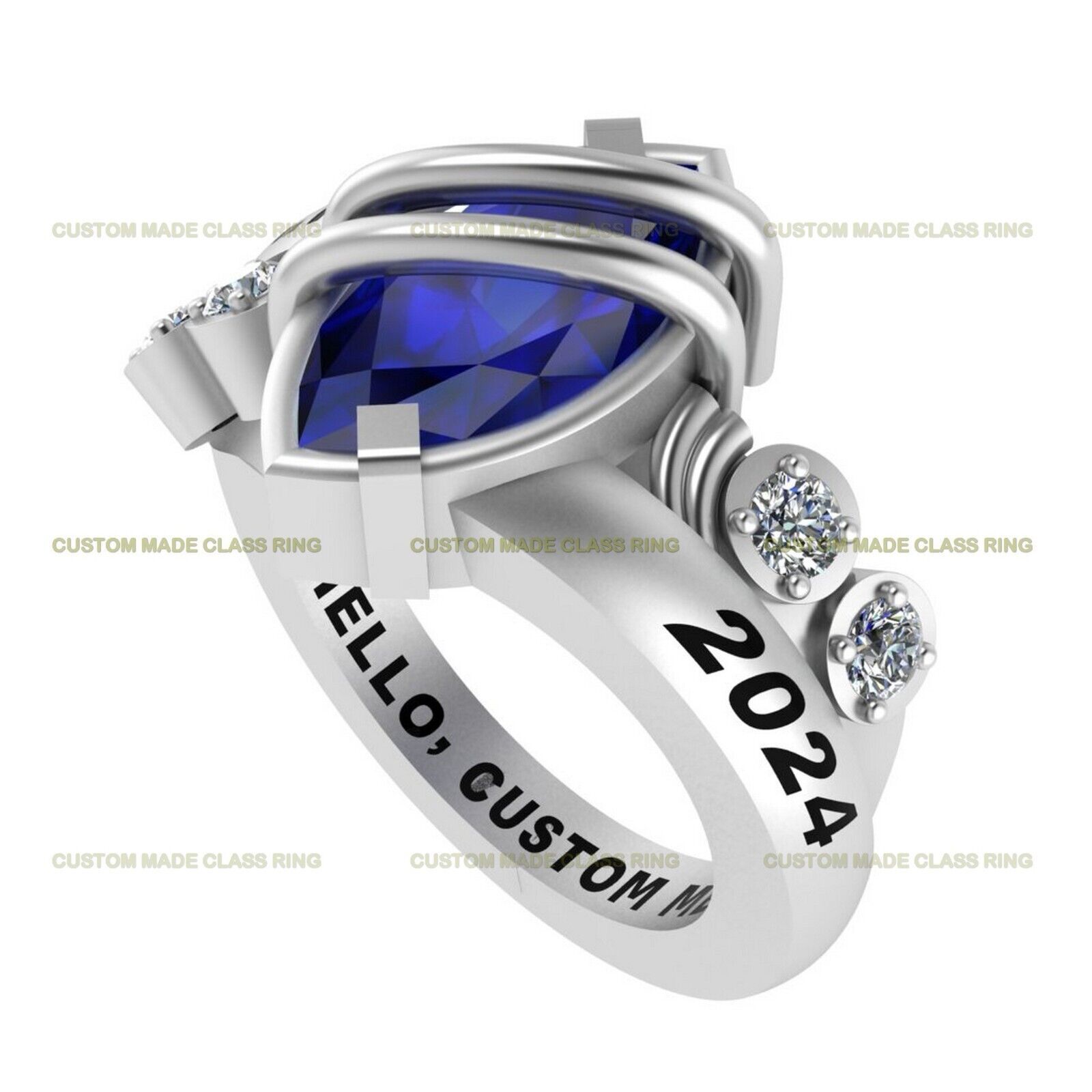 Silver925 Custom Seaswirl Jubilee Essence Chante Women's Marquise cut Class Ring - Rings