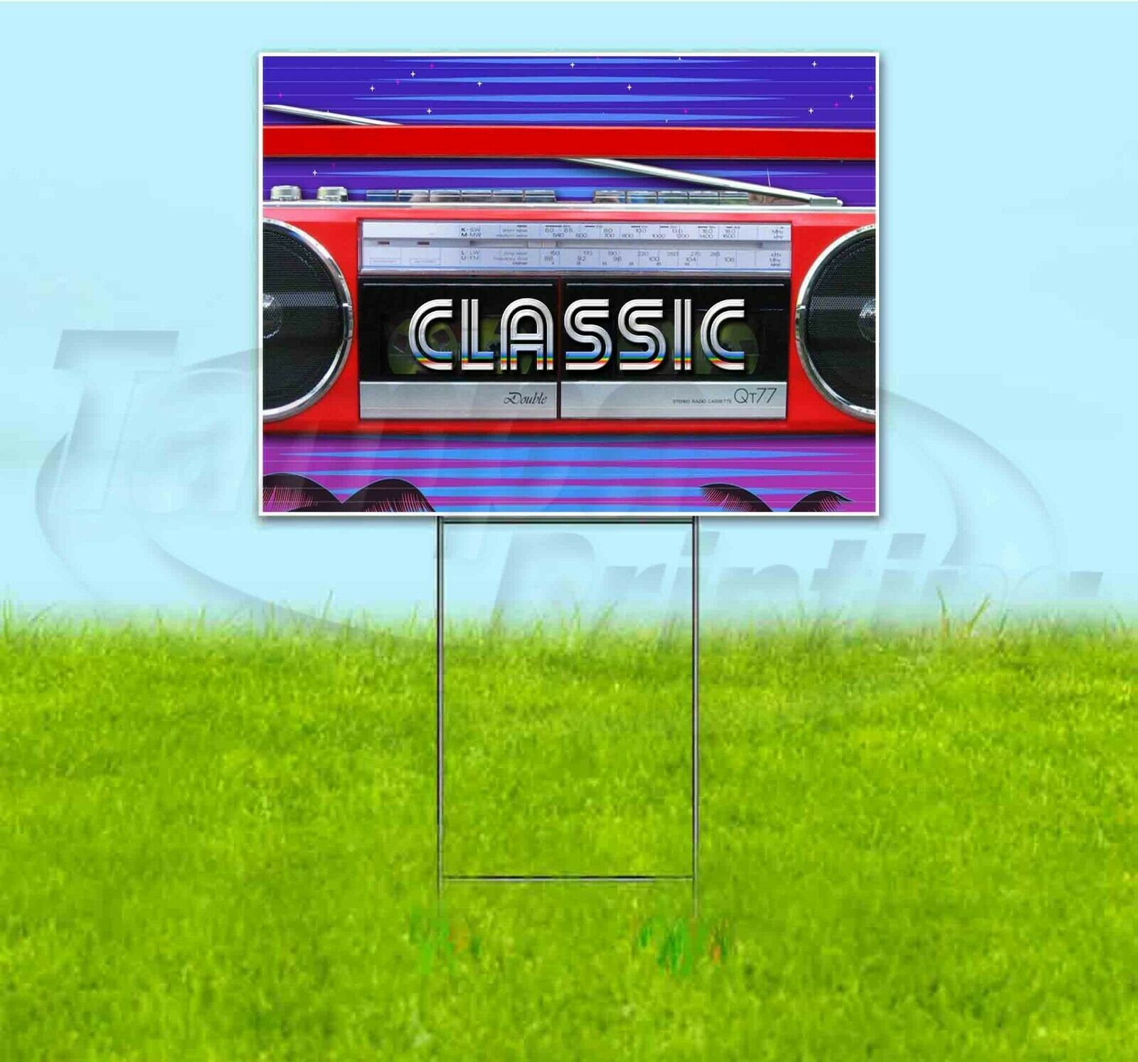 CLASSIC RADIO 18x24 Yard Sign WITH STAKE Corrugated Bandit USA BUSINESS ...