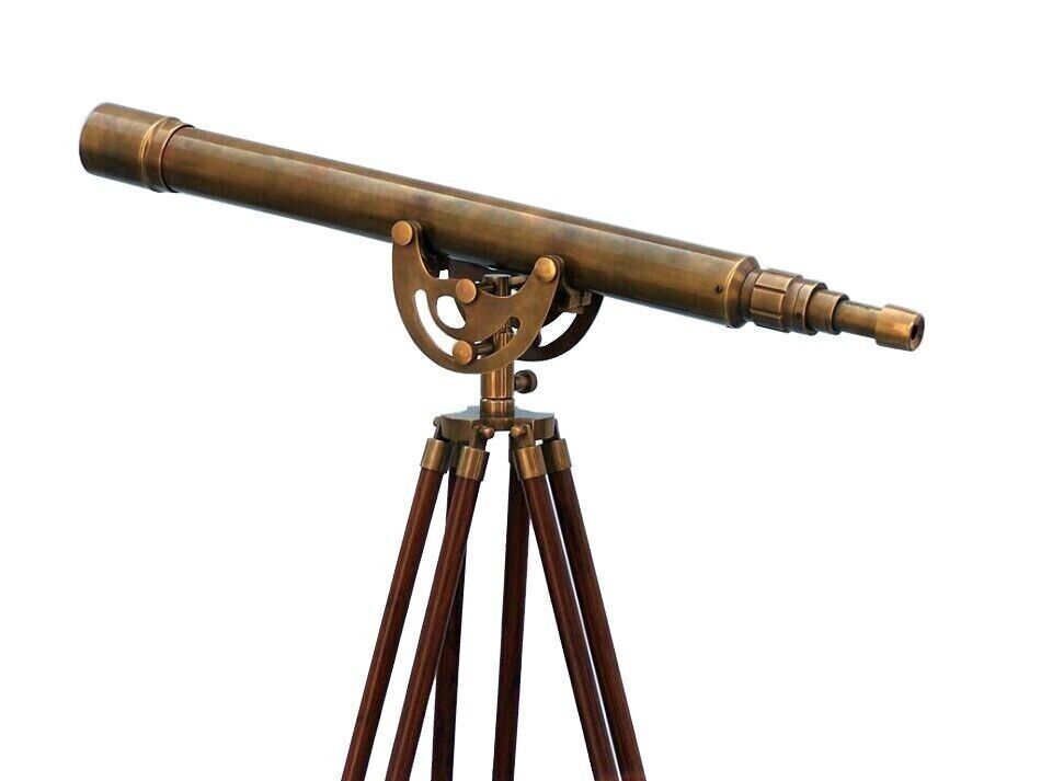 Floor Standing Antique Copper Anchormaster Telescope With Wooden Tripod ...