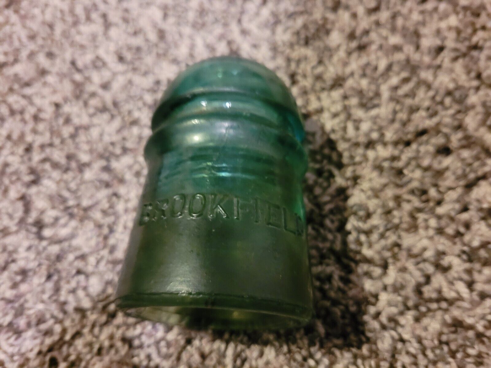 2 - Vintage Small Dark Green Brookfield Glass Insulators - Insulators