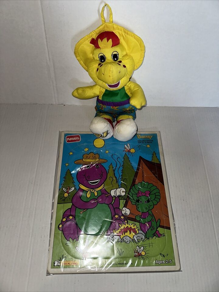 1996 BJ Barney Playskool Hasbro Water Pals Plush 11” w/Barney & baby ...