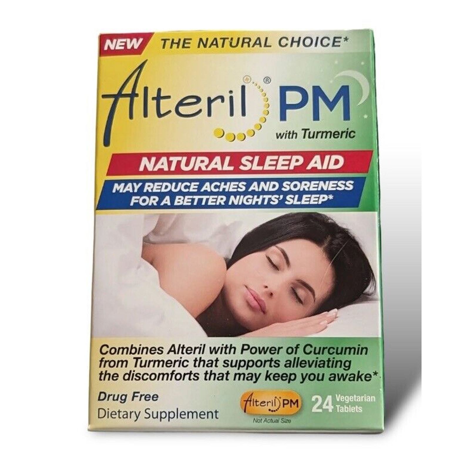 NEW Alteril PM Natural Sleep Aid w/ Tumeric 24 Vegetarian Tablets ...