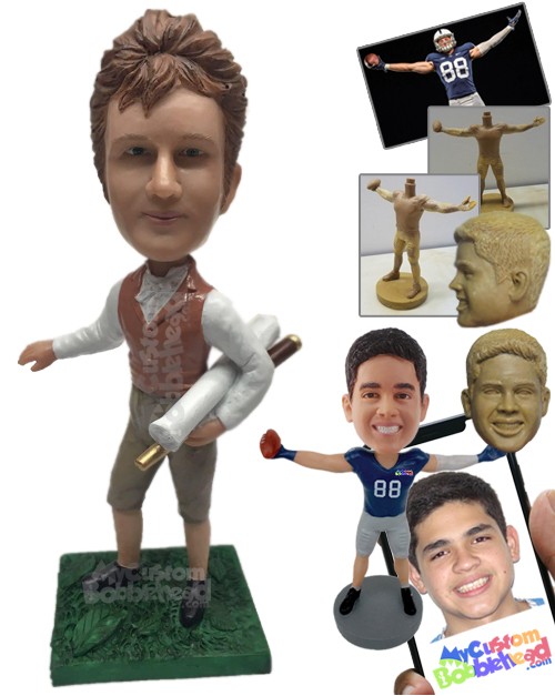 Personalized Bobblehead Dude Is On A Search Wearing Waistcoat And ...