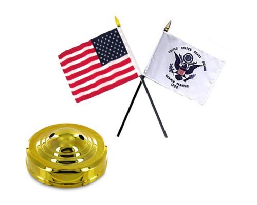 RFCO USA American Coast Guard USCG Flag 4''x6'' Desk Set Table Gold ...
