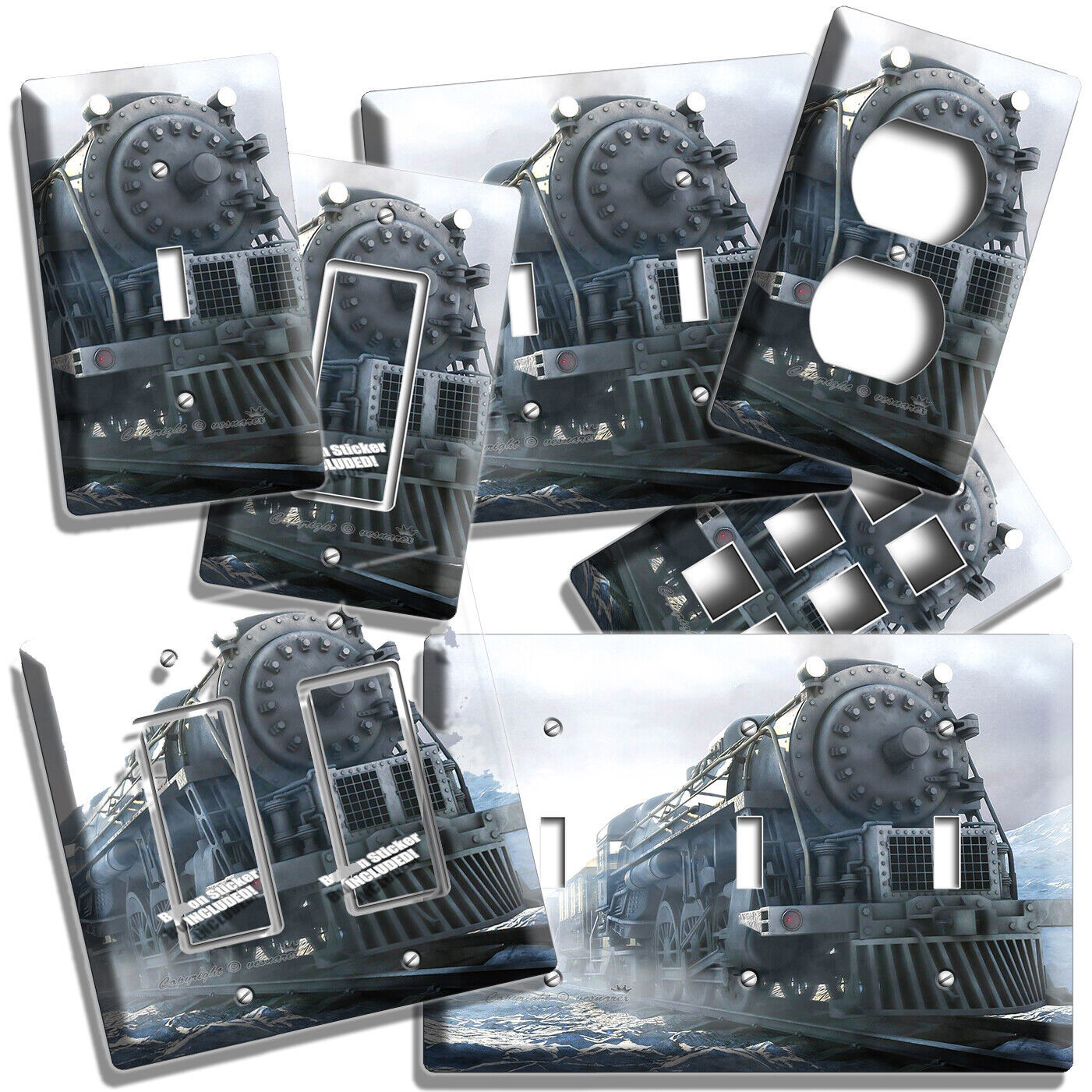 RETRO STEAM ENGINE TRAIN OLD RAILROAD LOCOMOTIVE LIGHT SWITCH OUTLET ...